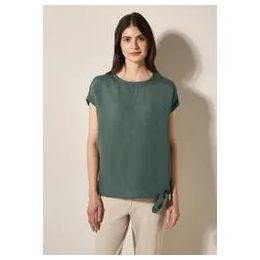 Kurzarmbluse Cecil, Damen, Gr. S (38), gr&uuml;n (balmy khaki), Web, 55% Leinen, 45% Viskose, unifarben, normal normal, Rundhals, B&uuml;ndchen, Blusen, aus softem Materialmix