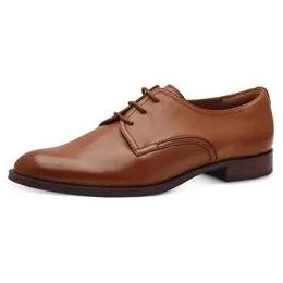 Schn&uuml;rschuh Tamaris, Damen, Gr. 39, braun (cognac), Leder, Schuhe Schn&uuml;rschuh, Blockabsatz, Halbschuh, Businessschuh mit Ziern&auml;hten