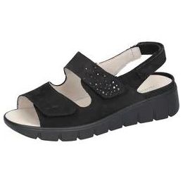 Waldl&auml;ufer Sandale WALDL&Auml;UFER "M-Wiola", Damen, Gr. 9 (43), schwarz, Nubukleder, Schuhe Sandale, Sommerschuh, Sandalette, Keilabsatz, in extraweiter Schuhweite M