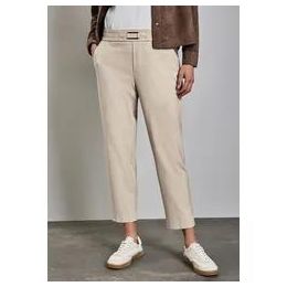 Stoffhose Street One, Damen, Gr. 46, L&auml;nge 28, beige (sheer beige meliert), Stoff, 64% Viskose, 31% Polyester, 5% Elasthan, unifarben, slim fit normal, Hosen Stoffhose, mit Elastikbund