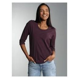 T-Shirt TRIGEMA "TRIGEMA Langarmshirs aus Biobaumwolle", Damen, Gr. XL, lila (aubergine, c2c), Single Jersey, 100% Baumwolle (Bio-Baumwolle kbA), Basic, lang, ohne Ausschnitt, Shirts T-Shirt