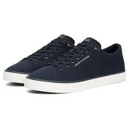 Sneaker Tommy Hilfiger "TH HI VULC LOW CORE CANVAS", Herren, Gr. 42, blau (dunkelblau), Textil, Schuhe Sneaker, Freizeitschuh, Halbschuh, Schn&uuml;rer mit weich gepolstertem Schaftrand
