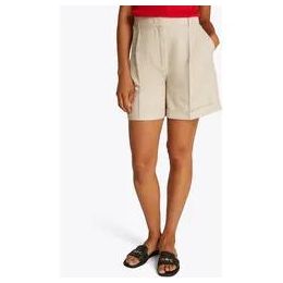 Shorts Tommy Hilfiger "LINEN MIX PLEATED SHORT", Damen, Gr. 38, N-Gr, beige (classic beige), Web, Obermaterial: 47% Polyester, 32% Leinen, 20% Viskose, 1% Elasthan, unifarben, straight fit kurz, Hosen Shorts, mit Falten,k&uuml;hlendes Premium Leinen