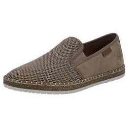 Espadrille Rieker, Damen, Gr. 44, grau (fango), Nubuklederimitat, Textil, Schuhe Espadrille, Slipper, Strandschuh, Sommerschuh mit Stretcheins&auml;tzen