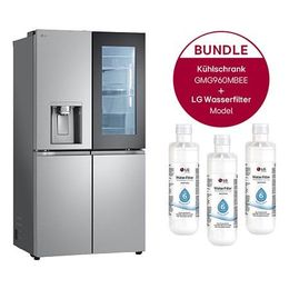 SidebySide K&uuml;hlschrank mit InstaView&reg; (E, 638L, 179,2 cm hoch) mit Eis, Crushed Ice und Wasserspender & Festwasseranschluss GMG960MBEE+ Ersatzwasserfilterx3 GMG960MBEE.AGF8AGFAG002
