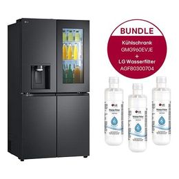 MultiDoor K&uuml;hlschrank mit InstaView&reg; (E, 638L, 179,2 cm hoch) mit Eis, Crushed Ice und Wasserspender & Festwasseranschluss GMG960EVJE + Ersatzwasserfilterx3 GMG960EVJE.AGF8AGFAG002