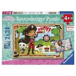 Puzzle Ravensburger "Gabby's Dollhouse, 2x24", bunt, Puzzles, KinderB:26cm H:18cm, Pappe, Made in Europe, B:26cm H:18cm