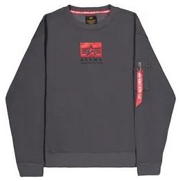 Sweater Alpha Industries "Satin Logo Sweatshirt", Herren, Gr. XXL, grau (vintage grau), Obermaterial: 80% Baumwolle, 20% Polyester, regular fit, Sweatshirts Sweater