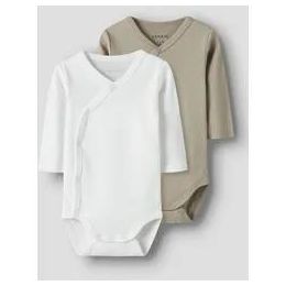 Body name it "NBNBODY 2P LS WRAP SOLID NOOS", Jungen, Gr. 56, N-Gr, wei&szlig; (pure cashmere pack:w, hellwei&szlig;), Sweatware, Obermaterial: 100% Baumwolle, unifarben, regular fit, Rundhals, Bodys Body