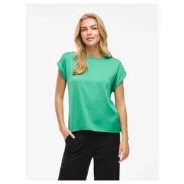 Kurzarmshirt Vila "VIELLETTE S/S SATIN TOP - NOOS", Damen, Gr. 36, gr&uuml;n (winter gr&uuml;n), Satin, Obermaterial: 100% Polyester, unifarben, regular fit normal, Rundhals, mit Umschlag, Shirts, Kunstfaser, regular fit