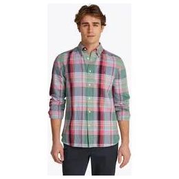 Langarmhemd Tommy Hilfiger "LINEN BLEND MADRAS CHECK", Herren, Gr. L, N-Gr, gr&uuml;n (fort gr&uuml;n, multi check), Web, Obermaterial: 57% Baumwolle, 43% Leinen, Manschette, Hemden