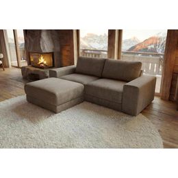 Riess Ambiente Moderner Hocker LOFT 75cm taupe Vogue Velours Samt Nosagfederung Taschenfederkern Riess-Ambiente