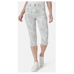 7/8-Hose STOOKER WOMEN "Print Capri Skinny Fit Jeans", Damen, Gr. 42, Kurz, gr&uuml;n (gr&uuml;n palm leaf), angeraute Sweatware, 73% Baumwolle, 25% Polyester, 2% Elasthan, extraeng 7/8-L&auml;nge, Hosen 7/8-Hose, Skinny Fit Casual Clean Wash Magic Shape Effekt f&uuml;r Damen