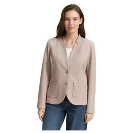 Sweatblazer Tom Tailor "Fied", Damen, Gr. M (38), grau (soft taupe), Jersey, Obermaterial: 54% Baumwolle, 43% Polyester, 3% Elasthan, unifarben, tailliert taillenbedeckt, V-Ausschnitt, Blazer, mit aufgesetzten Taschen und Struktur