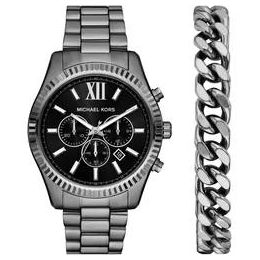 Chronograph Michael Kors "LEXINGTON", grau (anthrazit), Armbanduhren, Herren, Chronograph, Quarzuhr, Armbanduhr, Herrenuhr, Edelstahlarmband, analog, Tag