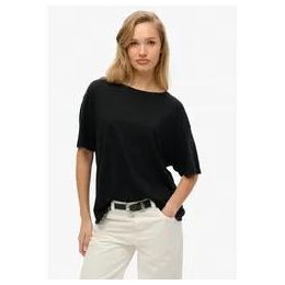 T-Shirt Superdry "STUDIOS DROPPED SHOULDER TEE", Damen, Gr. M, schwarz, Single Jersey, Obermaterial: 60% Baumwolle, 40% Modal, unifarben, oversize normal, Rundhals, Shirts T-Shirt