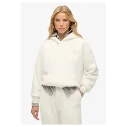 Kapuzensweatshirt Superdry "COUNTRY CLUB VELOUR RELAX HOOD", Damen, Gr. M, wei&szlig; (sanftes wei&szlig;), Sweatware, Obermaterial: 96% Polyester, 4% Elasthan, unifarben, oversize, Rundhals, Rippb&uuml;ndchen, Sweatshirts