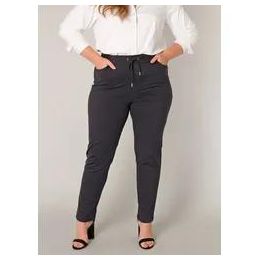 Stoffhose Base Level Curvy "Liana", Damen, Gr. 58/60, L&auml;nge 32, schwarz, Web, Obermaterial: 75% Polyamid, 25% Elasthan, unifarben, lang, Hosen Stoffhose, Sommerhose mit Stretch und Kordelzug, im Jeggings-Style