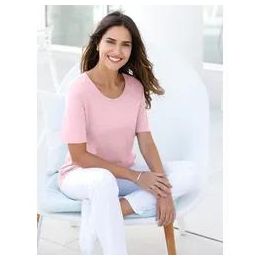Kurzarmshirt Classic Basics "Shirt", Damen, Gr. 46, rosa (ros&eacute;), 100% Baumwolle, unifarben, Rundhals, Shirts, Topseller