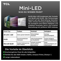 TCL Mini-LED-Fernseher "50Q7CX1", Energieeffizienz: F (A-G), schwarz, 50, Fernseher, Dolby Atmos, Dolby Vision, Smart TV, Apple TV, 4K HDR