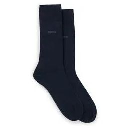 Businesssocken BOSS "2P RS Uni CC", Herren, Gr. 43-46, blau (dunkelblau 401), Baumwollmischung, unifarben, normal, Socken, mit Markenlogo
