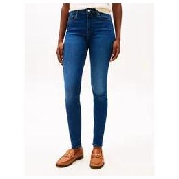 Skinny-fit-Jeans Tommy Hilfiger "COMO Skinny RW ACE mit Logo-Badge und kn&ouml;chellangem Schnitt", Damen, Gr. 27, L&auml;nge 30, blau (new doreen), Denim/Jeans, Obermaterial: 92% Baumwolle, 6% Elastomultiester, 2% Elasthan, unifarben, skinny fit kn&ouml;chellang, Jeans, Baumwollmischung, skinny fit