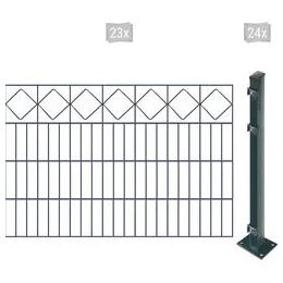 Doppelstabmattenzaun Arvotec "EASY 80 zum Aufschrauben "Karo" mit Zierleiste", grau (anthrazit), H:80cm, Kunststoff, Stahl, Zaunelemente, Zaunh&ouml;he 80 cm, Zaunl&auml;nge 2 - 60 m