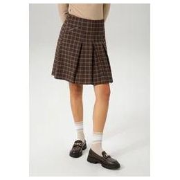 Faltenrock Aniston CASUAL, Damen, Gr. 40, braun (dunkelbraun, hellbraun, kariert), Web, Obermaterial: 63% Polyester, 34% Viskose, 3% Elasthan. Futter: 100% Polyester, kariert, A-Linie kniefrei, R&ouml;cke, mit Zierrei&szlig;verschluss im Vorderteil