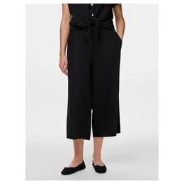 Schlupfhose Pieces "PCPIA HW WIDE CULOTTE WVN NOOS", Damen, Gr. M (38), N-Gr, schwarz, Web, Obermaterial: 70% Viskose, 30% Leinen, unifarben, regular fit wadenlang, Hosen Schlupfhose, Sommerhose, mit Leinen