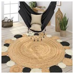 Teppich Paco Home "Viborg 592", schwarz, H:13mm &Oslash;:100cm, Jute, Teppiche, Teppich, handgefertigter Natur-Teppich, Jute, Boho, Ethno