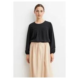 V&eacute;ro Moda Langarmbluse VERO MODA "VMDEBBIE LS PLEAT TOP WVN GA NOOS", Damen, Gr. L, schwarz, Web, Obermaterial: 100% Viskose, unifarben, normal, Rundhals, Blusen