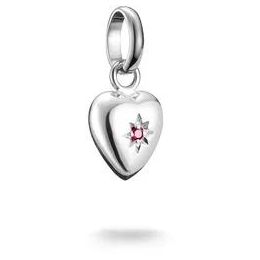Charm Herz Thomas Sabo "Charm Herz mit Stern - Connect", bunt (silberfarben, rot, rot), Charms, Damen, Silber 925 (recycelt), mit Rubin (synth.), Zirkonia (synth.)