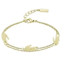 Gliederarmband Lacoste "CROCODILE", gold (gelbgoldfarben), Armb&auml;nder, Damen, 16,5cm, Edelstahl, Gliederarmband