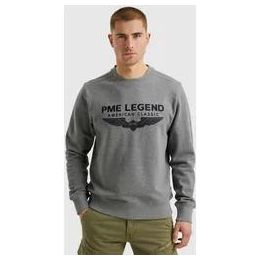 PME-Legend Sweatshirt PME LEGEND "Crewneck soft terry with logo", Herren, Gr. L, grau (grau melee), Sweatware, Obermaterial: 100% Baumwolle, bestickt, regular fit normal, Rundhals, Rippb&uuml;ndchen, Sweatshirts Sweatshirt, mit Logo Stickerei