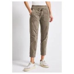 Cordhose Street One, Damen, Gr. 46, L&auml;nge 28, braun (bark braun), Web, 98% Baumwolle, 2% Elasthan, unifarben, loose fit kn&ouml;chelfrei, Hosen Cordhose, Middle Waist