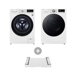 Waschmaschine Wei&szlig; (EEK A, 9 kg) F6WV709P1 & Trockner Wei&szlig; (EEK C, 9 kg) RT90V9W & Zwischenbaurahmen f&uuml;r Waschmaschinen und Trockner I DSTWH F6WV709P1.RT90DST002