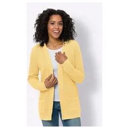 Cardigan Classic Basics, Damen, Gr. 50, gelb (gelb, meliert), 100% Baumwolle, meliert, Strickjacken