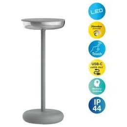 N&auml;ve N&Auml;VE LED Tischleuchte "Pasi", grau, 1, &Oslash; 11cm H: 26,4cm, 1 Stk., Leuchten, dimmbar per Ber&uuml;hrungssensor, Memoryfunktion, Akku, USB-C-Ladekabel, LED Tischleuchte