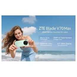 ZTE Smartphone "Blade V70 Max", Energieeffizienz: B (A-G), gr&uuml;n (lake gr&uuml;n), 128 GB, Mobiltelefone