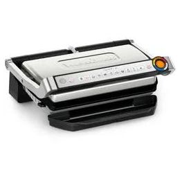 Kontaktgrill Tefal "OptiGrill + XL, erneuerte Kochstufenanzeige, 9 automatische Programme", silber (geb&uuml;rsteter edelstahl), B:44,5cm H:17,5cm T:36,5cm, Kontaktgrill_Standgrill_Tischgrill_Teppanyakigrill, manuelles Programm, sp&uuml;lmaschinengeeignete Platten GC727D