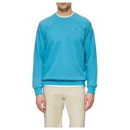 Sweatshirt s.Oliver, Herren, Gr. XXL, blau (petrol), Sweatware, Obermaterial: 70% Baumwolle, 30% Polyester, unifarben, regular fit taillenbedeckt, Rundhals, Rippb&uuml;ndchen, Sweatshirts Sweatshirt, mit Logo Stickerei
