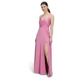 Abendkleid Vera Mont "Damen mit V-Ausschnitt", Damen, Gr. 34, Normalgr&ouml;&szlig;en, rosa (perfect rose), Satin, Obermaterial: 97% Polyester, 3% Elasthan; Futter: 100% Polyester, figurbetont lang, Kleider Abendkleid, Schlitz
