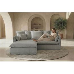 Riess Ambiente Gro&szlig;es 3-Sitzer Sofa HEAVEN 200cm hellgrau Cord Federkern Hussensofa abnehmbarer Bezug Riess-Ambiente Wohnzimmer Landhaus Modern Skandinavisch