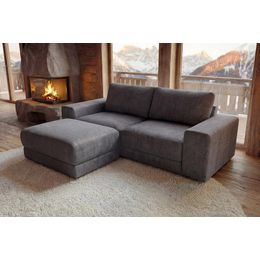 Riess Ambiente Moderner Hocker LOFT 75cm grau Vogue Velours Samt Nosagfederung Taschenfederkern Riess-Ambiente