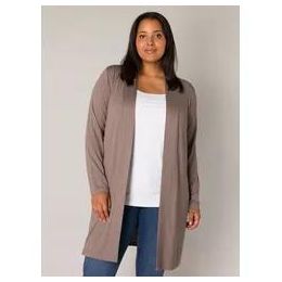 Longstrickjacke Base Level Curvy "Ayla long", Damen, Gr. 58 (60), grau (schwarz taupe), Strick, Obermaterial: 94% Viskose, 6% Elasthan, unifarben, figurumspielend knieumspielend, eingesetzt abgesteppt, Strickjacken Longstrickjacke, Figurumspielende, weiche Strickqualit&auml;t