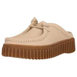 Slipper Clarks "Torhill Mule", Damen, Gr. 41,5, beige, Leder, Schuhe Slipper, mit Contour Cushion-Fu&szlig;bett