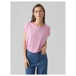 V&eacute;ro Moda Rundhalsshirt VERO MODA "VMAVA PLAIN SS TOP GAJRS NOOS", Damen, Gr. XS, bonbon, Jersey, Obermaterial: 95% Lyocell, 5% Elasthan, unifarben, regular fit normal, Rundhals, Shirts Rundhalsshirt, Materialmix, regular fit