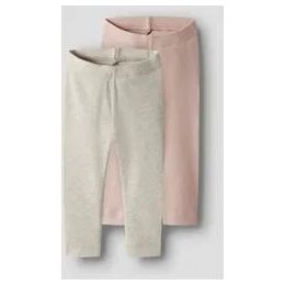 Leggings name it "NBNKAB 2P LEGGING NOOS", M&auml;dchen, Gr. 56, N-Gr, rosa (peyote melange pack:sepia rose), Feinripp, Obermaterial: 57% Baumwolle, 38% Modal, 5% Elasthan, meliert, unifarben, regular fit kn&ouml;chellang, Hosen Leggings