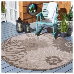 Teppich Sanat "Floral 2 Outdoor", beige, H:6mm &Oslash;:120cm, Kunstfaser, Teppiche, Teppich, In- und Outdoor geeignet, florales Design, Balkon, Terasse