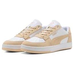 Sneaker Puma "CAVEN 20 MONO", Damen, Gr. 38,5, wei&szlig; (Puma wei&szlig;, canvas, Puma gold), mehrfarbig, Schuhe Sneaker, sportlicher Stil, leicht profiliertes Laufsohlenprofil, Schn&uuml;rung